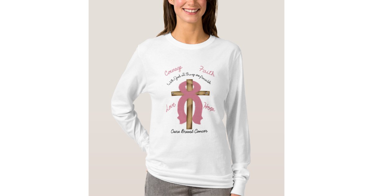 Breast Cancer With God we trust Cross shirt | Zazzle