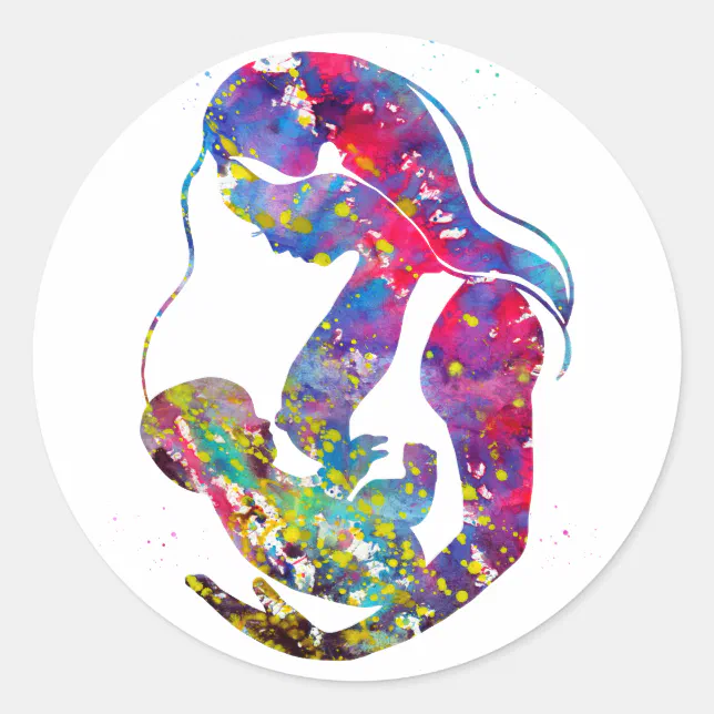Breastfeeding mother classic round sticker | Zazzle