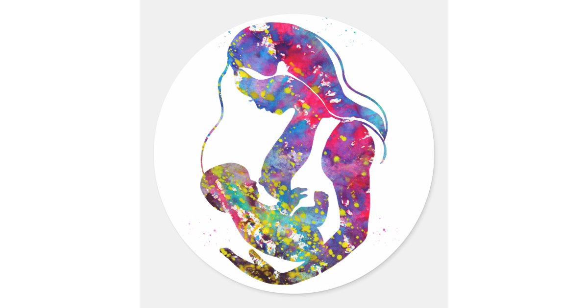 Breastfeeding mother classic round sticker | Zazzle