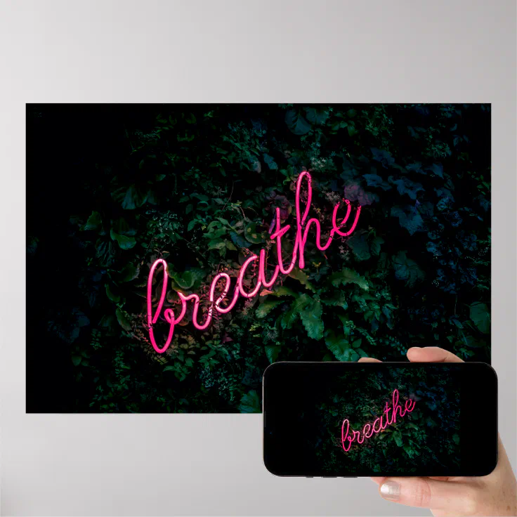 "BREATHE" PINK NEON LIGHT SIGN | Zazzle