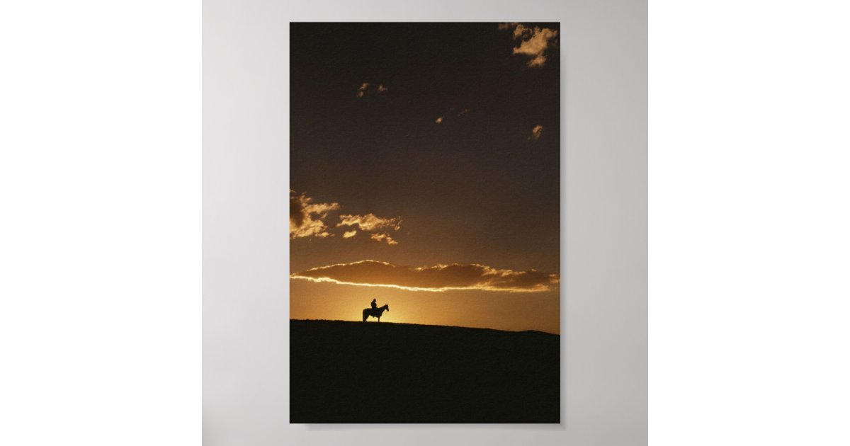 Breathtaking Cowboy Sunset Poster | Zazzle