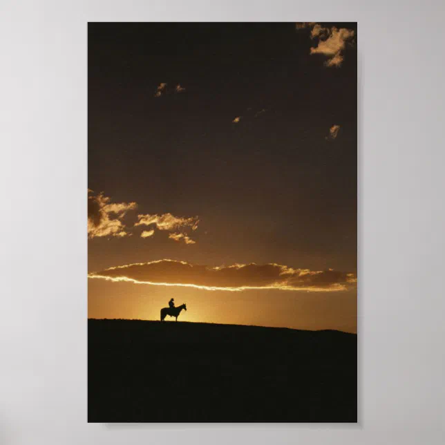 Breathtaking Cowboy Sunset Poster | Zazzle