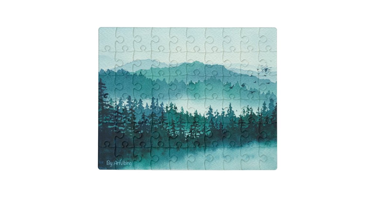 Breathtaking Misty Mountains Jigsaw Puzzle | Zazzle.com