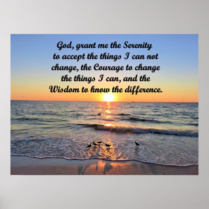 BREATHTAKING SUNRISE ON THE OCEAN SERENITY PRAYER POSTER | Zazzle