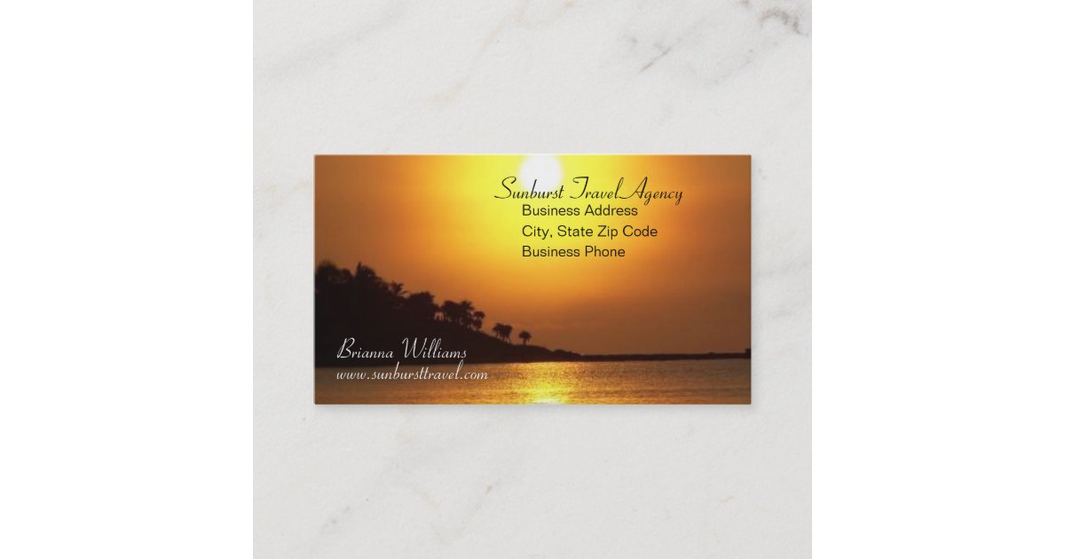 Breathtaking Sunset Travel Agency Business Card | Zazzle