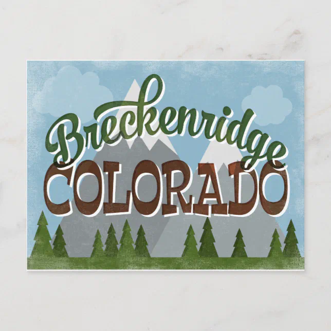 Breckenridge Colorado Fun Retro Snowy Mountains Postcard | Zazzle