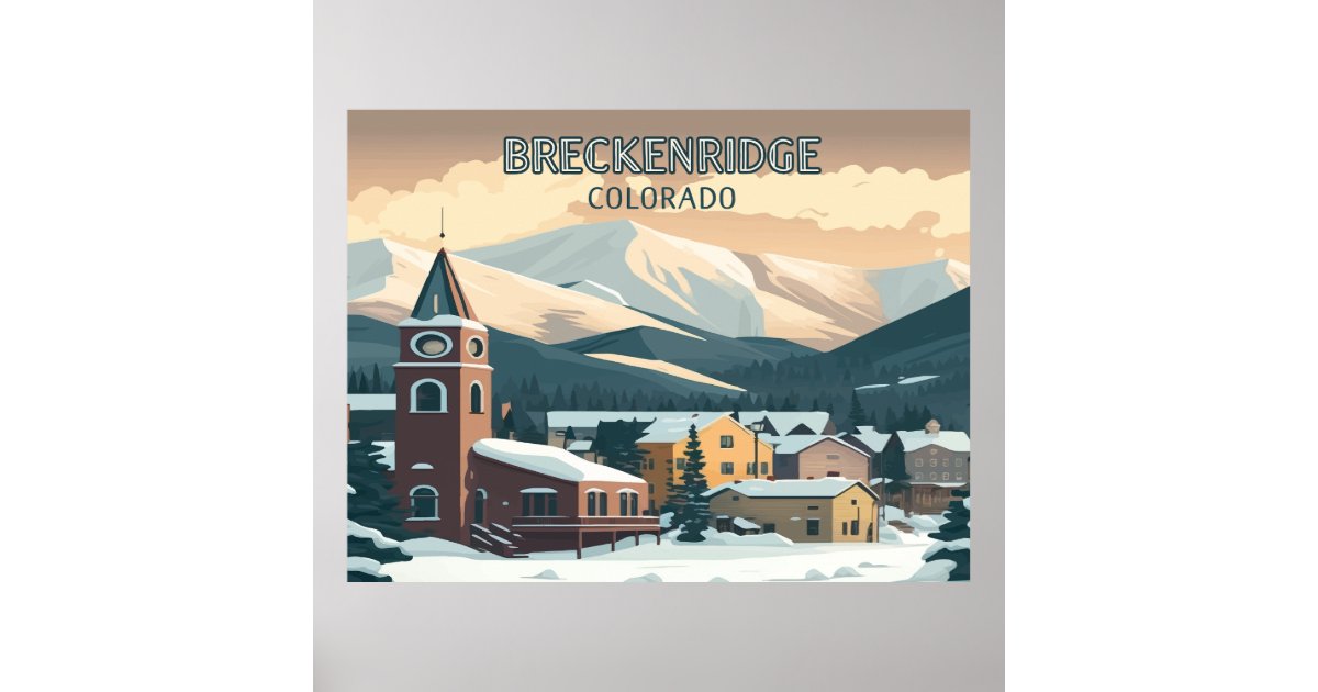 Breckenridge Colorado Snow Mountains Vintage Retro Poster | Zazzle