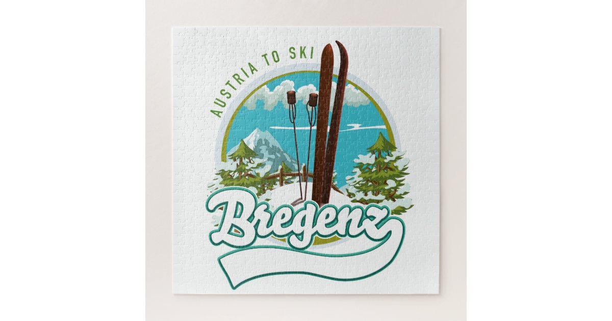 Bregenz austria to ski logo jigsaw puzzle | Zazzle