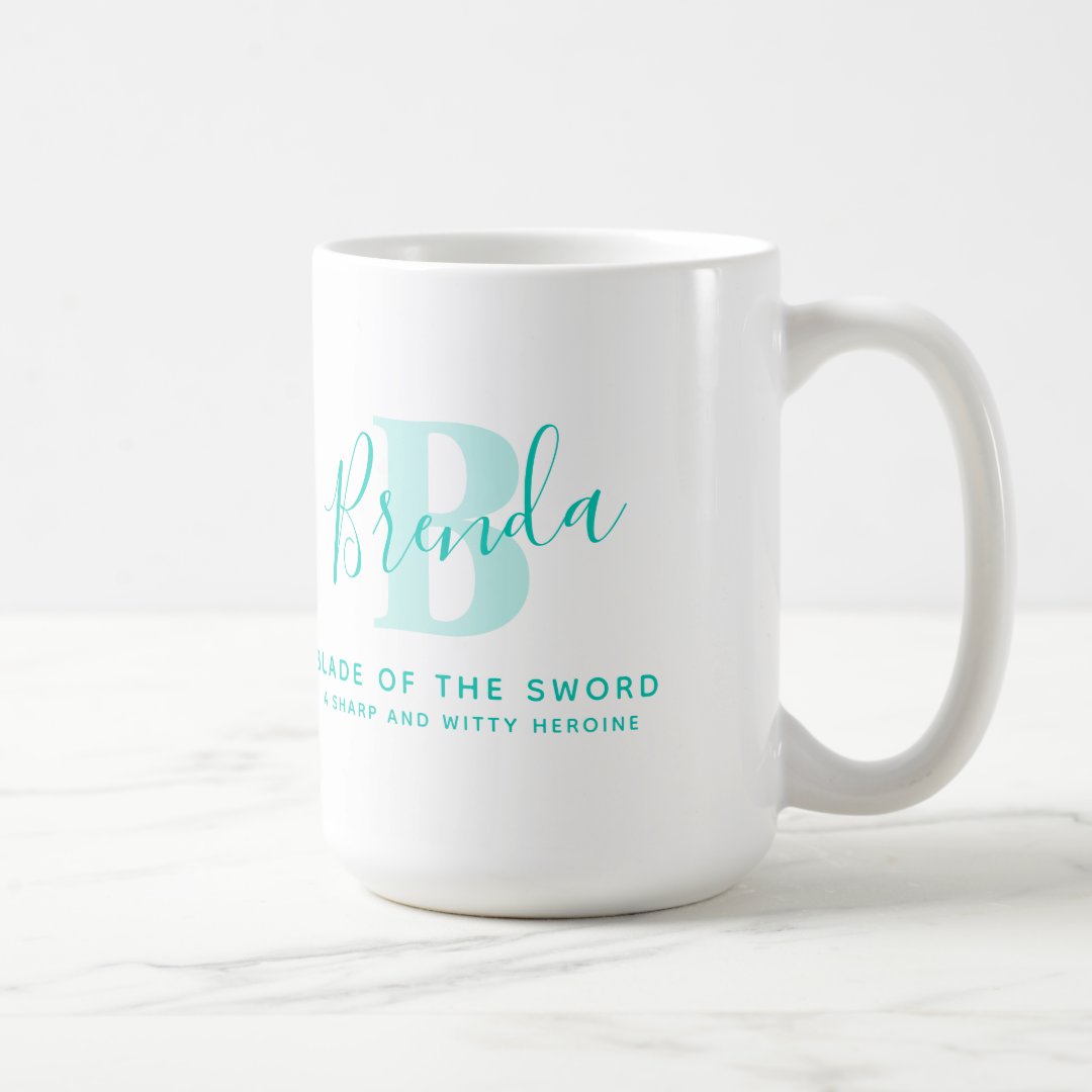 Brenda name meaning monogram B green teal text Coffee Mug | Zazzle