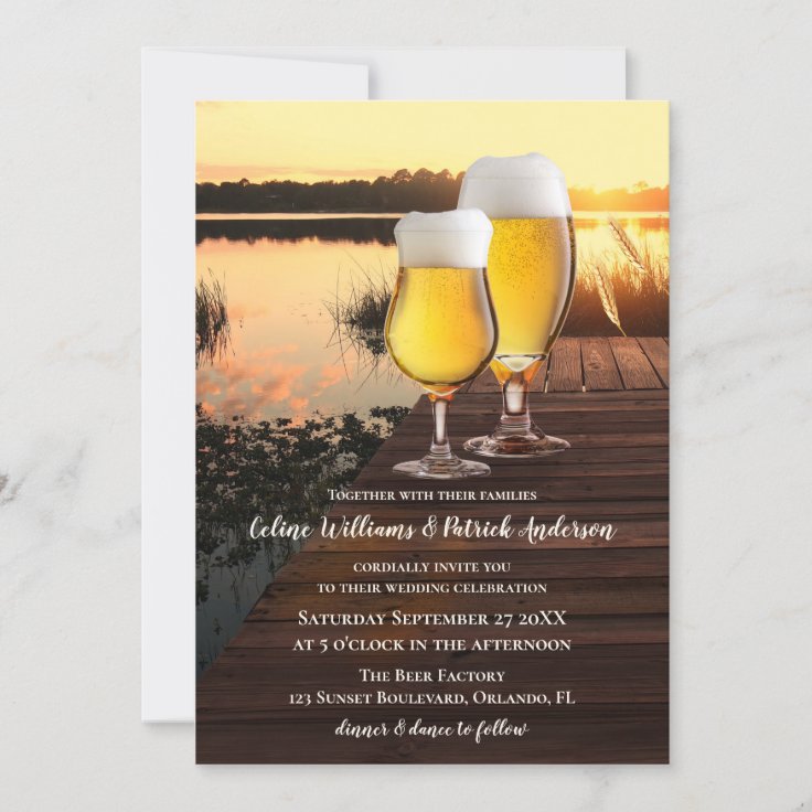 Brewery Beer Sunset Wedding Invitation | Zazzle