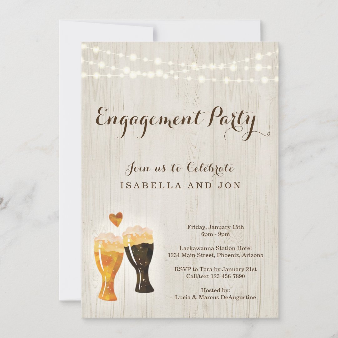 Brewery Engagement Party Invitation | Rustic Beer | Zazzle