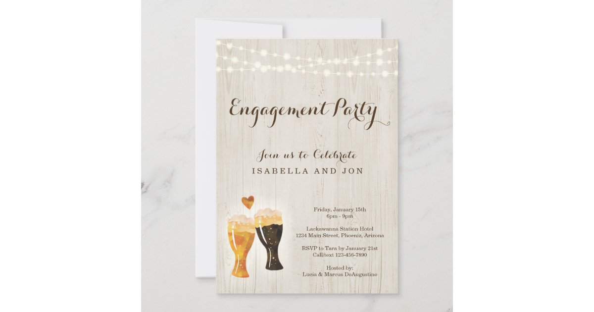 Brewery Engagement Party Invitation | Rustic Beer | Zazzle