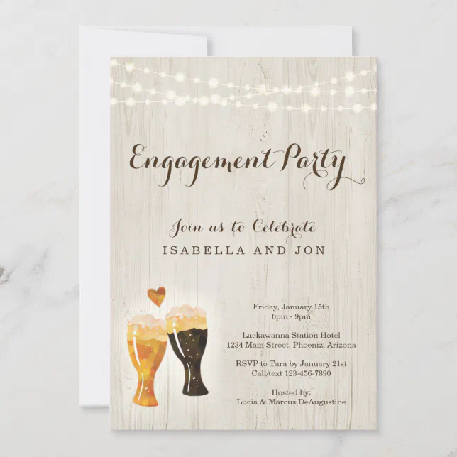 Brewery Engagement Party Invitation | Rustic Beer | Zazzle