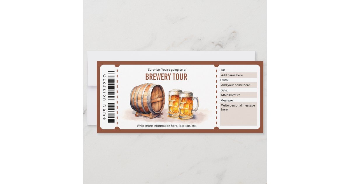 Brewery Tour Gift Certificate - Beer Tasting Invitation | Zazzle