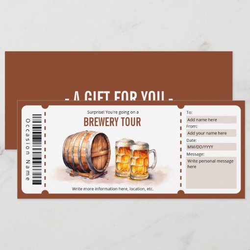 Brewery Tour Gift Certificate - Beer Tasting Invitation | Zazzle