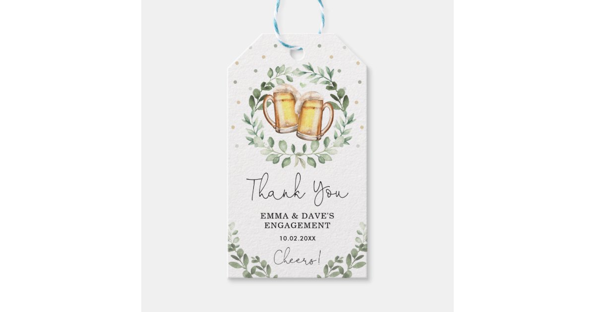 Brews Before I do Beer & Cheers Engagement Party Gift Tags | Zazzle