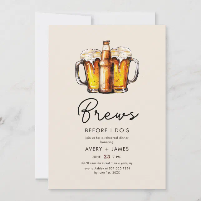Brews Before I Do Beer Wedding Rehearsal Dinner Invitation | Zazzle