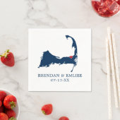 Brewster Cape Cod Map Blue and Movable Red Heart Napkins | Zazzle