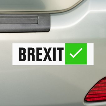 Brexit sign with green check mark bumper sticker | Zazzle