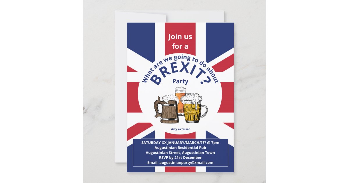 BREXIT Union Jack Great Britain Fun Party Invitation | Zazzle