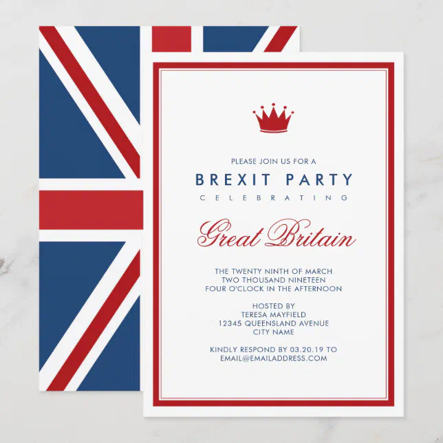 Brexit Union Jack Independence Party Invitation | Zazzle