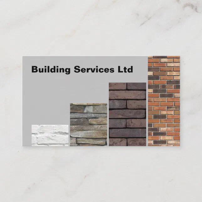 Brick Building Services with Grey Background Business Card | Zazzle