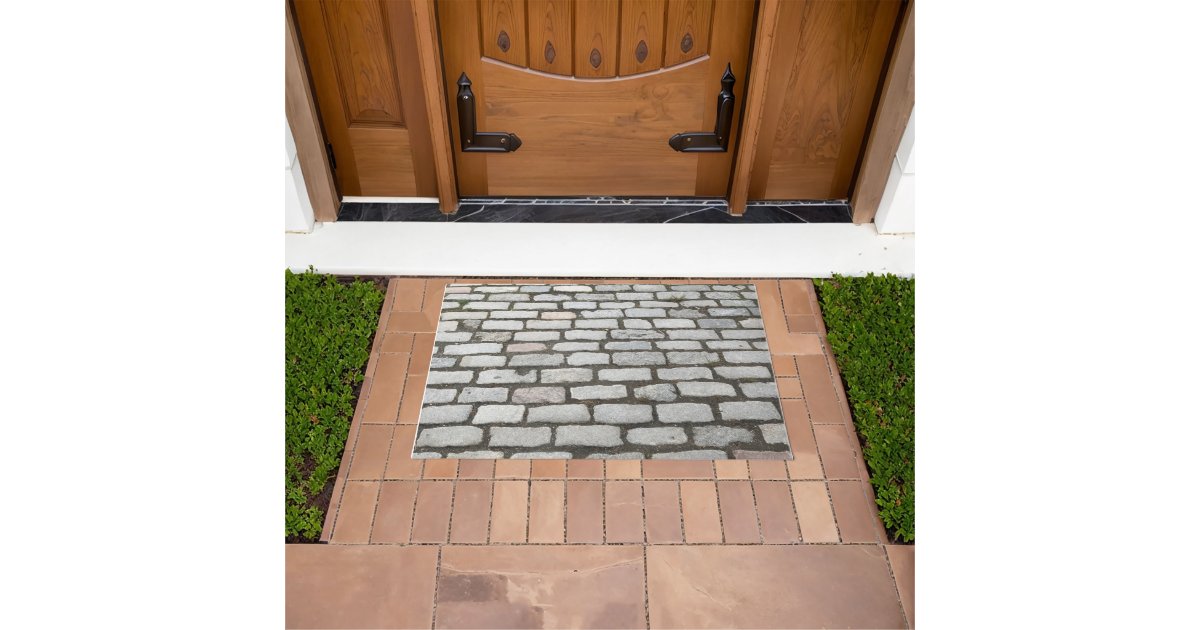 Brick Cobblestone Street Pathway Nature Photograph Doormat | Zazzle