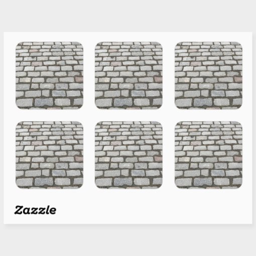 Brick Cobblestone Street Pathway Nature Photograph Square Sticker | Zazzle