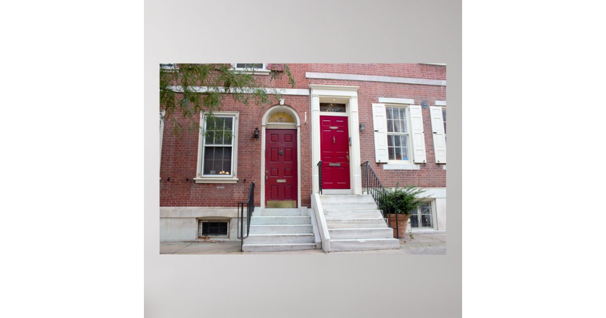 Brick Houses Red Doors Poster | Zazzle