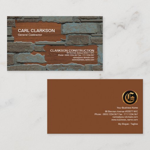 Brick Masonry Works Elegant Wood Grain Contractor Business Card | Zazzle