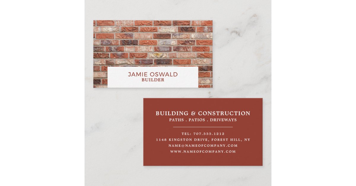 Brick Wall, Building Firm, Builders Business Card | Zazzle