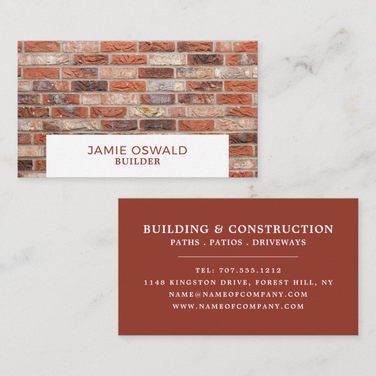 Brick Wall, Building Firm, Builders Business Card | Zazzle