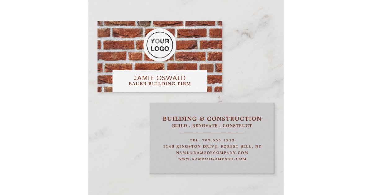 Brick Wall, Building Firm Logo, Builders Business Card | Zazzle