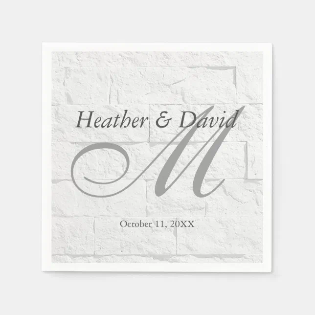 Brick Wall Calligraphy Script Monogram Wedding Napkins | Zazzle