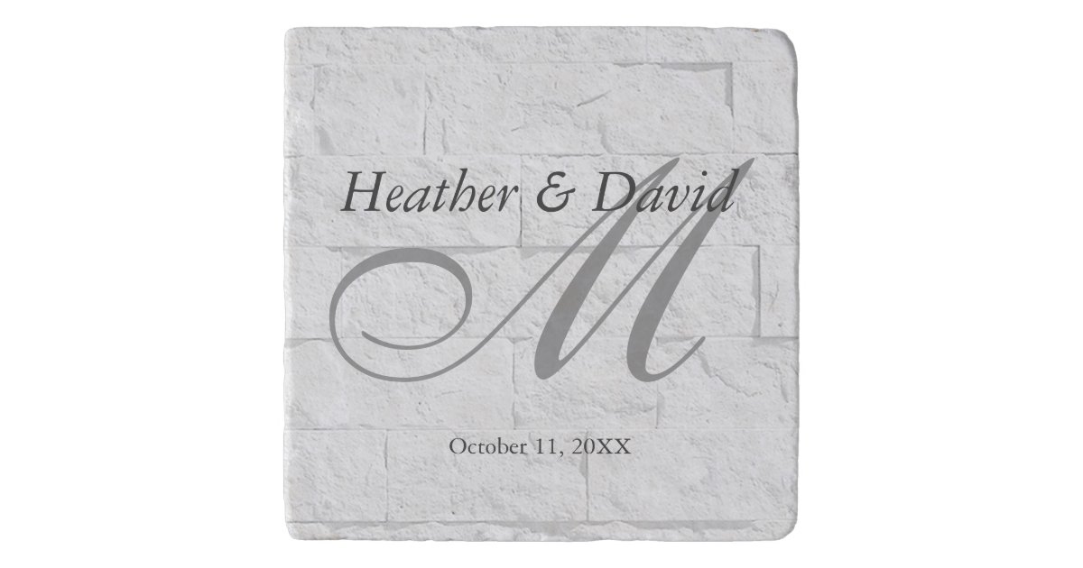 Brick Wall Calligraphy Script Monogram Wedding Trivet | Zazzle