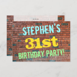 Brick Wall Graffiti Inspired 31st Birthday + Name Invitation | Zazzle