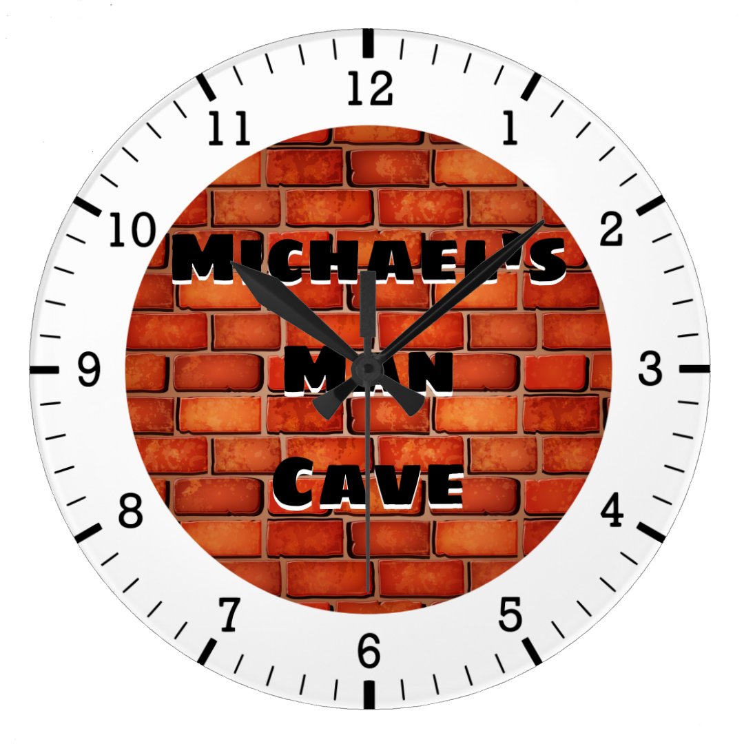 Brick Wall Man Cave Acrylic Wall Clock | Zazzle