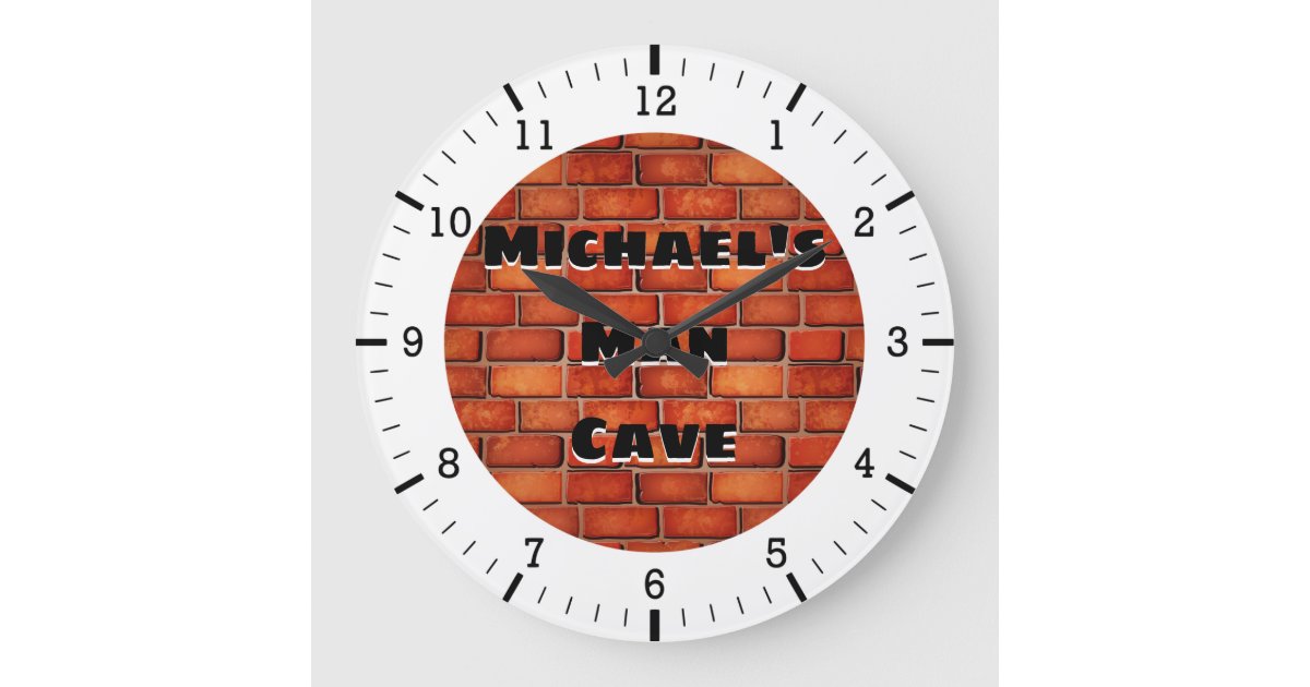 Brick Wall Man Cave Acrylic Wall Clock | Zazzle