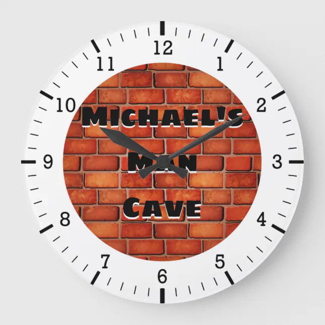 Brick Wall Man Cave Acrylic Wall Clock | Zazzle