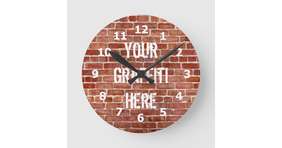 Brick Wall Personalized Graffiti Clock | Zazzle