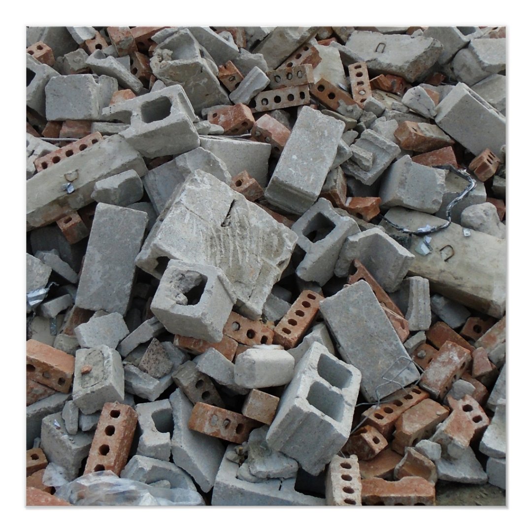 Bricks & Blocks Demolition Rubble Debris Poster | Zazzle