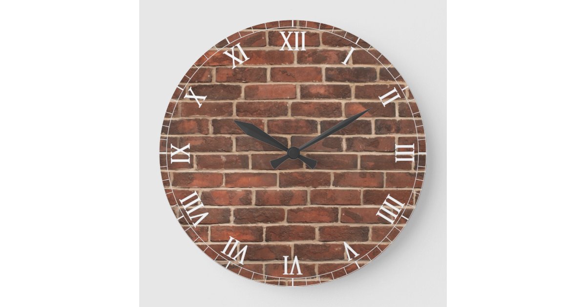 Bricks Pattern Large Clock | Zazzle
