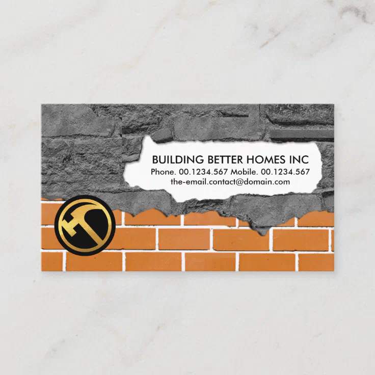 Brickwork Masonry Plastering Works Construction Business Card | Zazzle