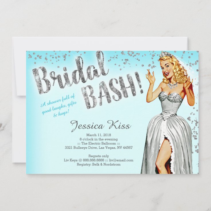 Bridal Bash Vintage Pinup Bride Bachelorette Party Invitation | Zazzle