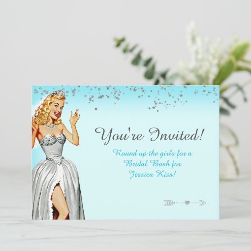 Bridal Bash Vintage Pinup Bride Bachelorette Party Invitation | Zazzle