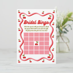 Bridal Bingo Retro Cherry bridal shower Game card | Zazzle