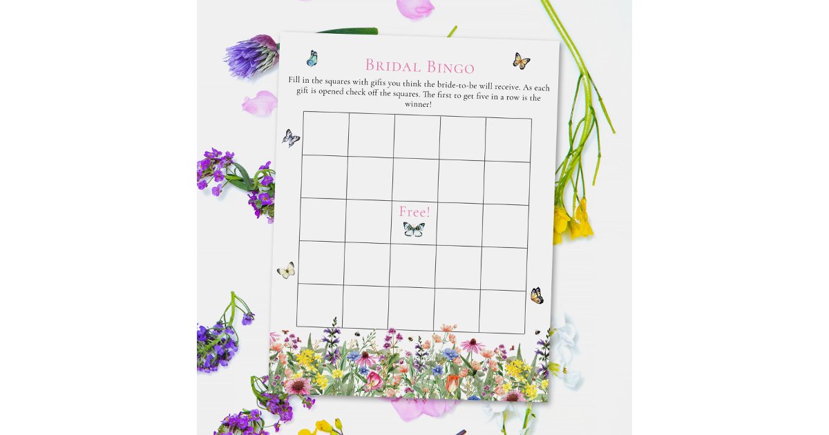 Bridal Bingo | Summer Wildflowers & Butterflies | Zazzle