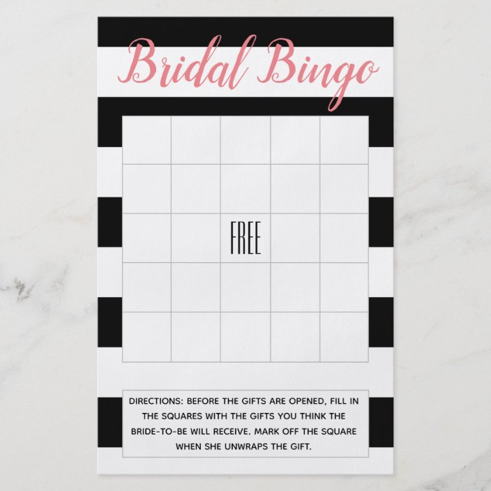Bridal Bingo Wedding Shower Game Fill in Cards Zazzle