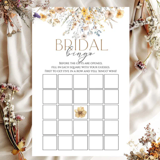 Bridal Bingo Wildflower Bridal Shower Game | Zazzle