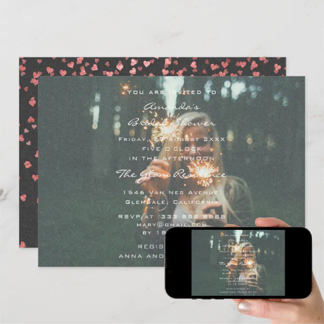 Bridal Birthday Party Photo Gray Grunge Confetti Invitation | Zazzle